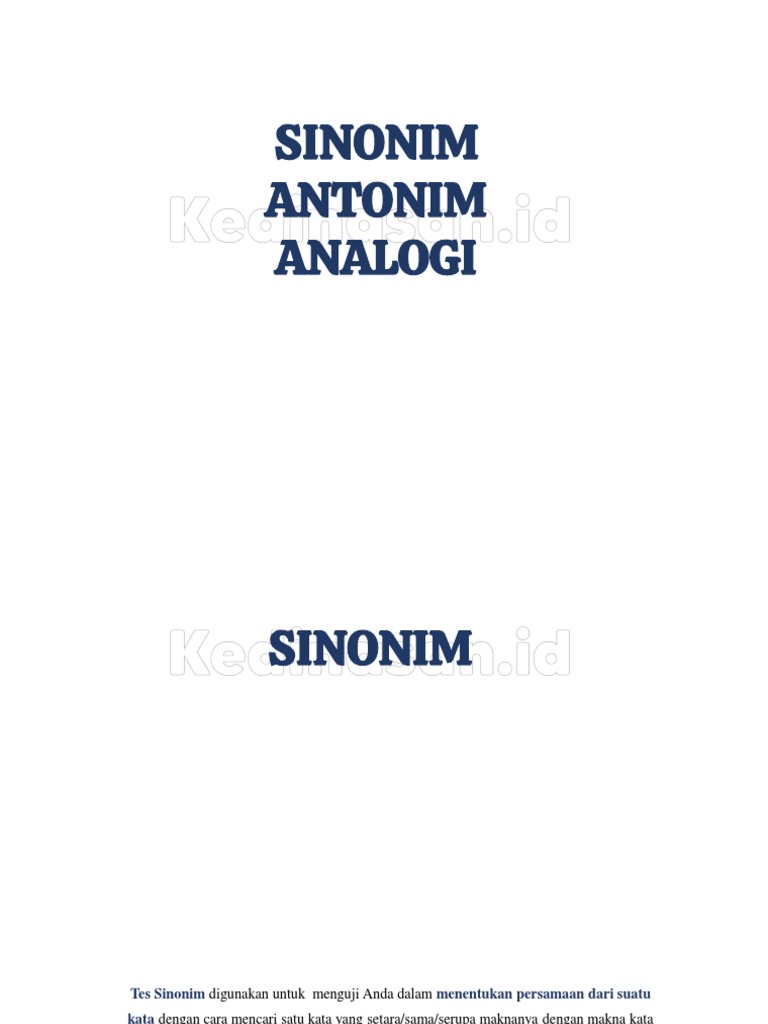 TIU - Sinonim, Antonim, Analogi | PDF | Seni & Disiplin Bahasa