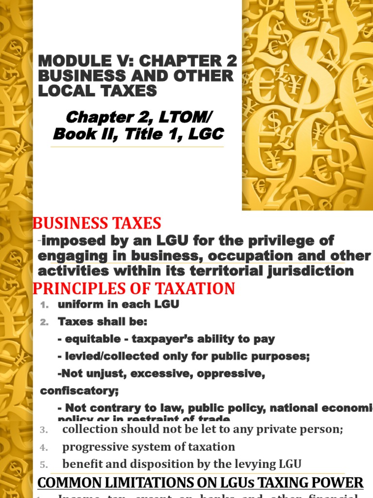 Module 5 - Chapter 2 Business and Other Local Taxes Final | PDF | Taxes | Tax Exemption
