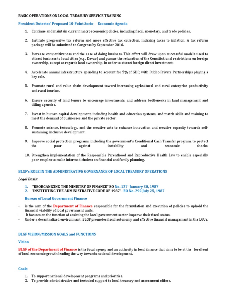 Basic Operations On Local Treasury Service Training: Legal Basis | PDF ...