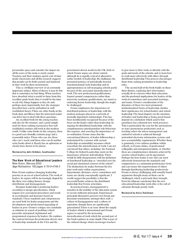Mie, Vol 17 Issue 4: The New Work of Educational Leaders | Download ...