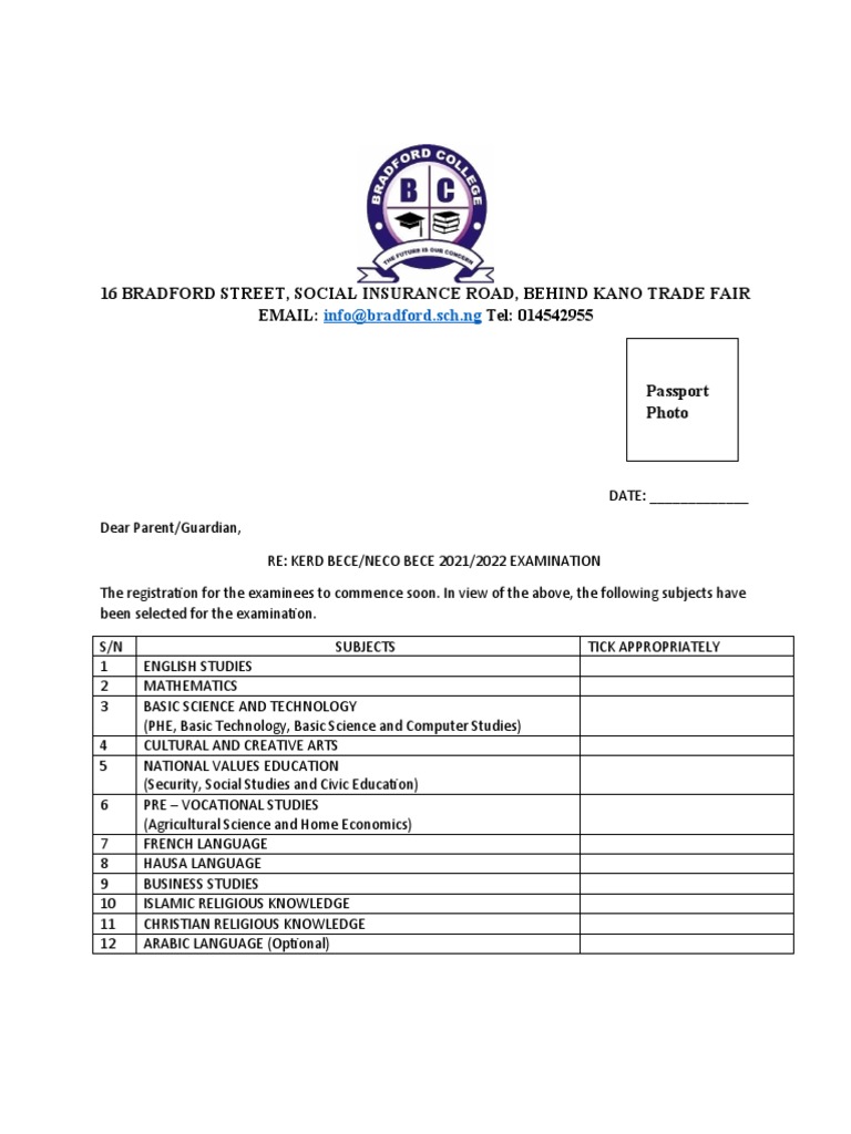 Kerd Examination (Bece) Form | PDF | Career & Growth | Games & Activities