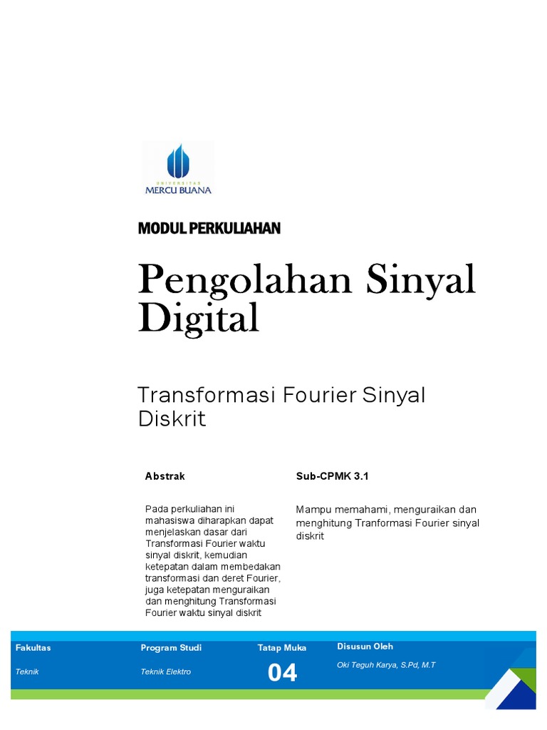 Modul Pertemuan 4 Pengolahan Sinyal Digital Pdf