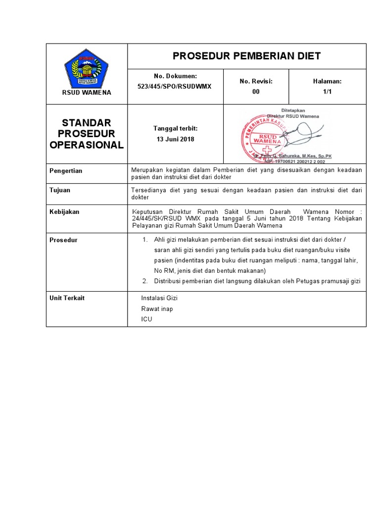 Spo Gizi Pemberian Diet Pasien | PDF | Pengembangan Diri | Kesehatan Holistik