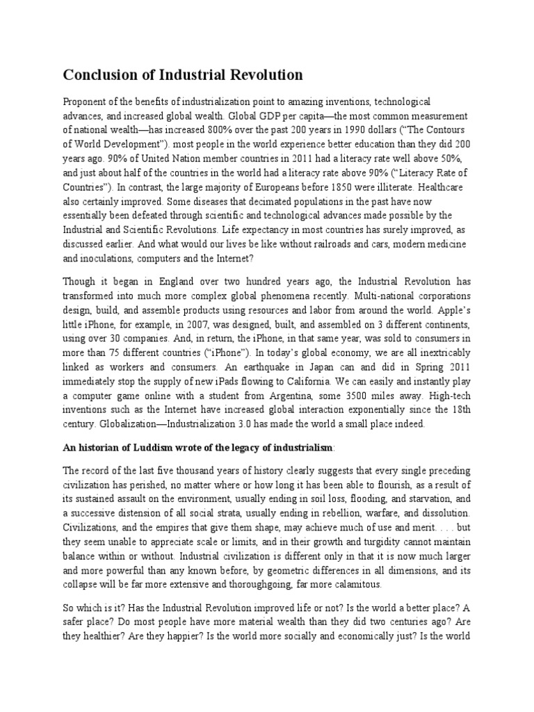 Conclusion of Industrial Revolution | PDF | Industrial Revolution ...