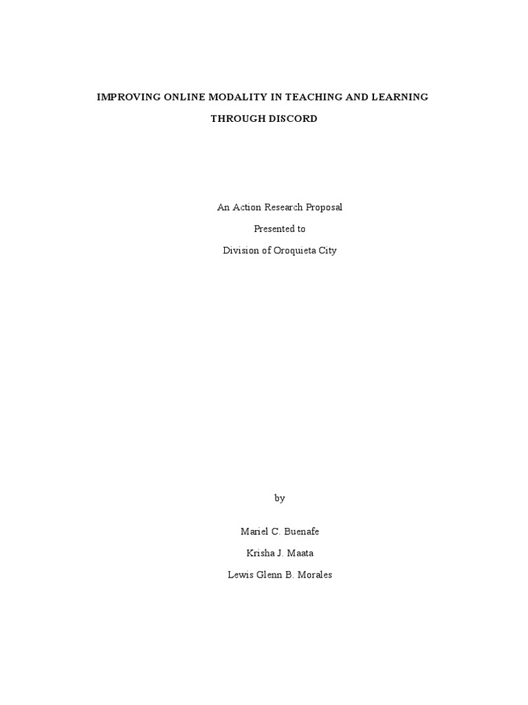 Improving Online Modality in Teaching and Learning Through Discord Buenafe Maata Morales ...