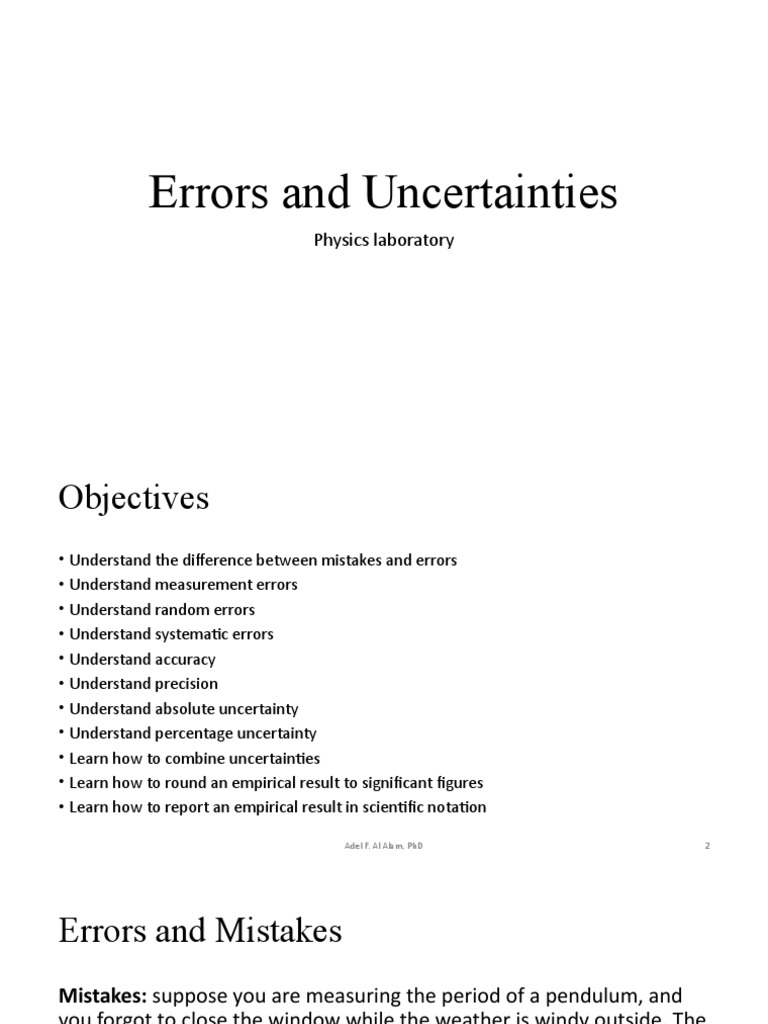 Errors and Uncertainties: Physics Laboratory | PDF | Significant Figures | Observational Error