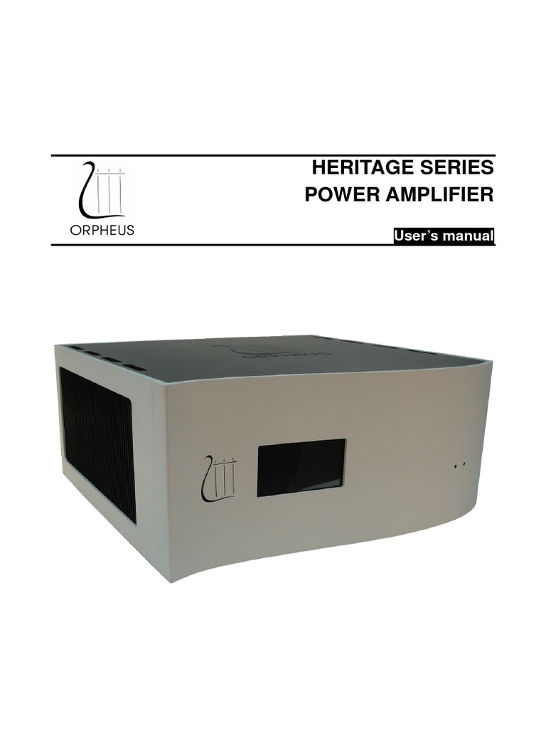 Orpheus Heritage Power Amplifier - User Manual | Download Free PDF ...