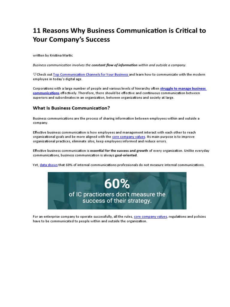 11 Reasons Why Business Communication Is Critical To Your Company | PDF ...