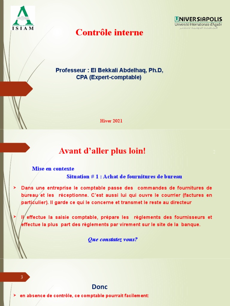 Note de Cours Contrôle Interne Partie 1 | PDF | Risque | Contrôle interne