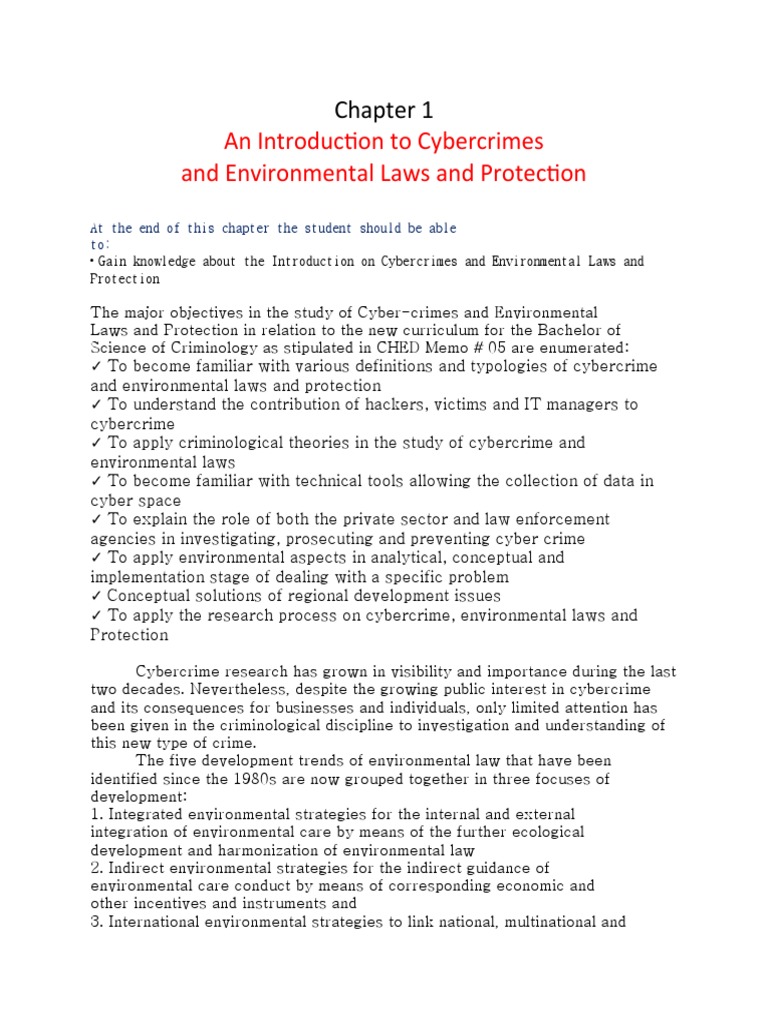 An Introduction To Cybercrimes and Environmental Laws and Protection ...