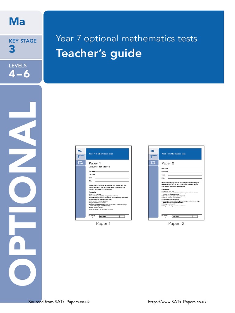 Year 7 Optional 2011 Mathematics Levels 4 6 Marking Scheme | PDF ...