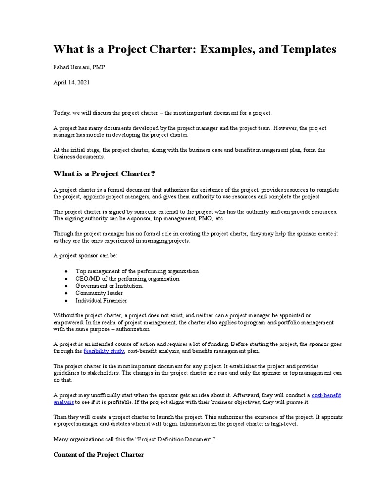 What is a Project Charter | PDF | Brainstorming | Project Management