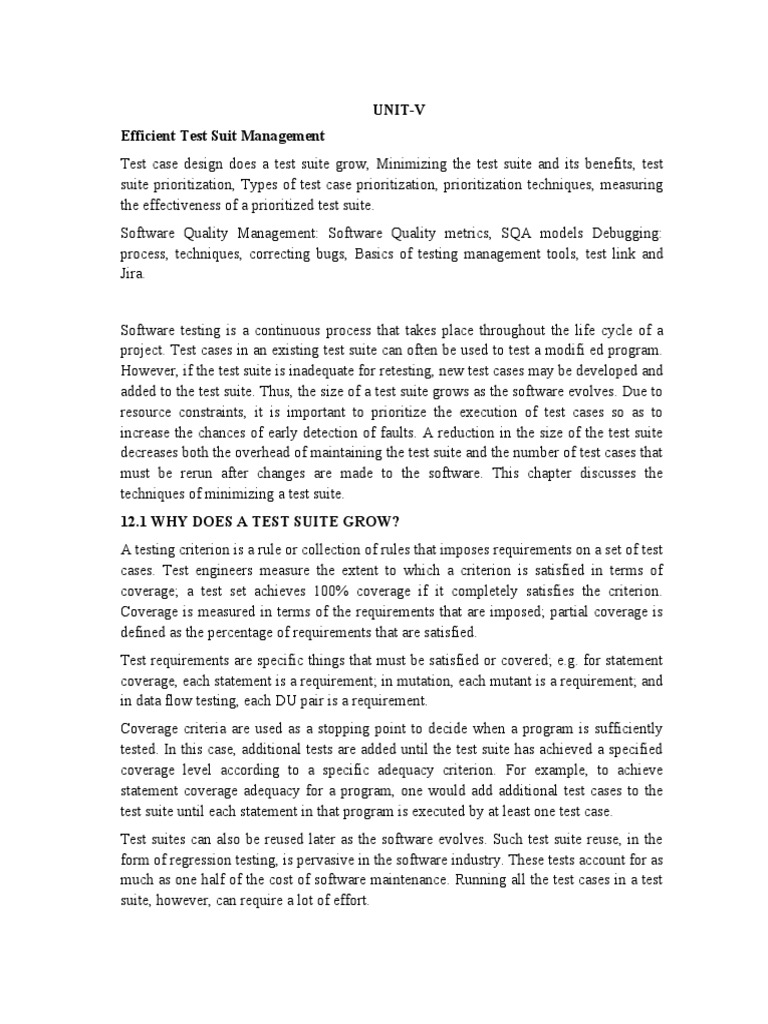 Unit V Efficient Test Suit Management Download Free Pdf Six Sigma