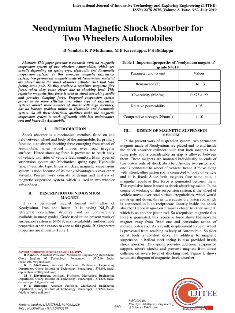 Neodymium Magnetic Shock Absorber For Two Wheelers Automobiles | PDF ...