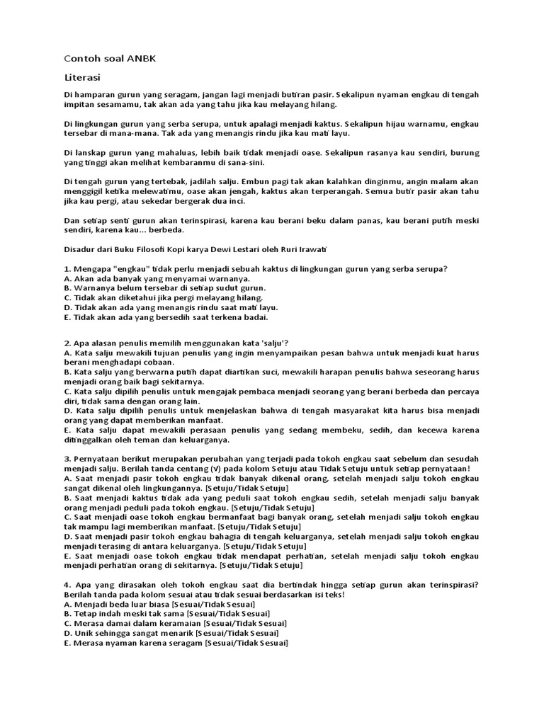Contoh Soal ANBK | PDF
