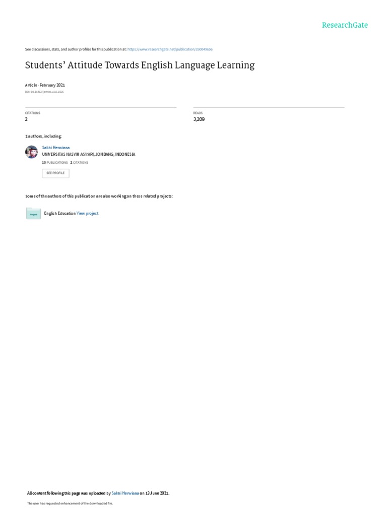 Positive Attitudes in English Learning | PDF | Teaching Method ...