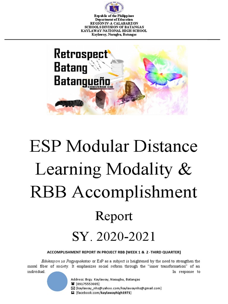 Esp Modular Distance Learning Modality And Rbb Accomplishment Pdf