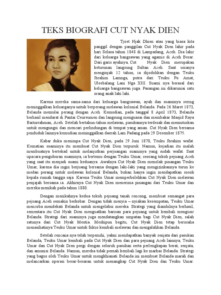 Biografi Cut Nyak Dien: Pahlawan Aceh | PDF | Perjalanan | Sejarah
