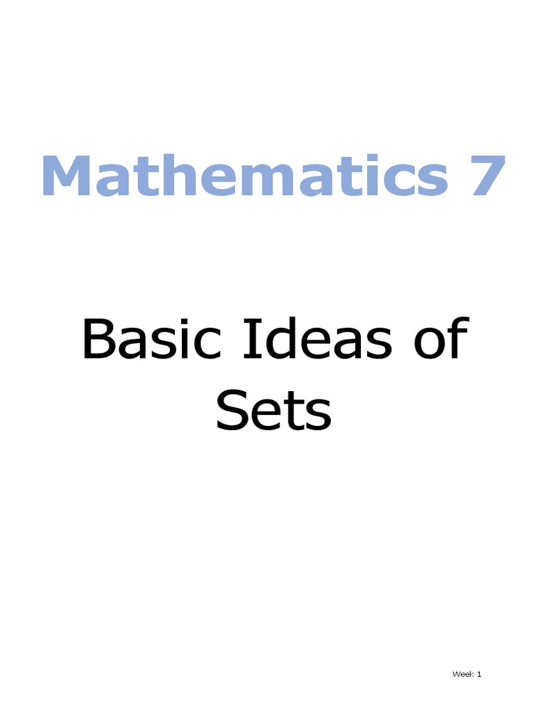 Math 7 MODULE W1 | PDF | Set (Mathematics) | Mathematics