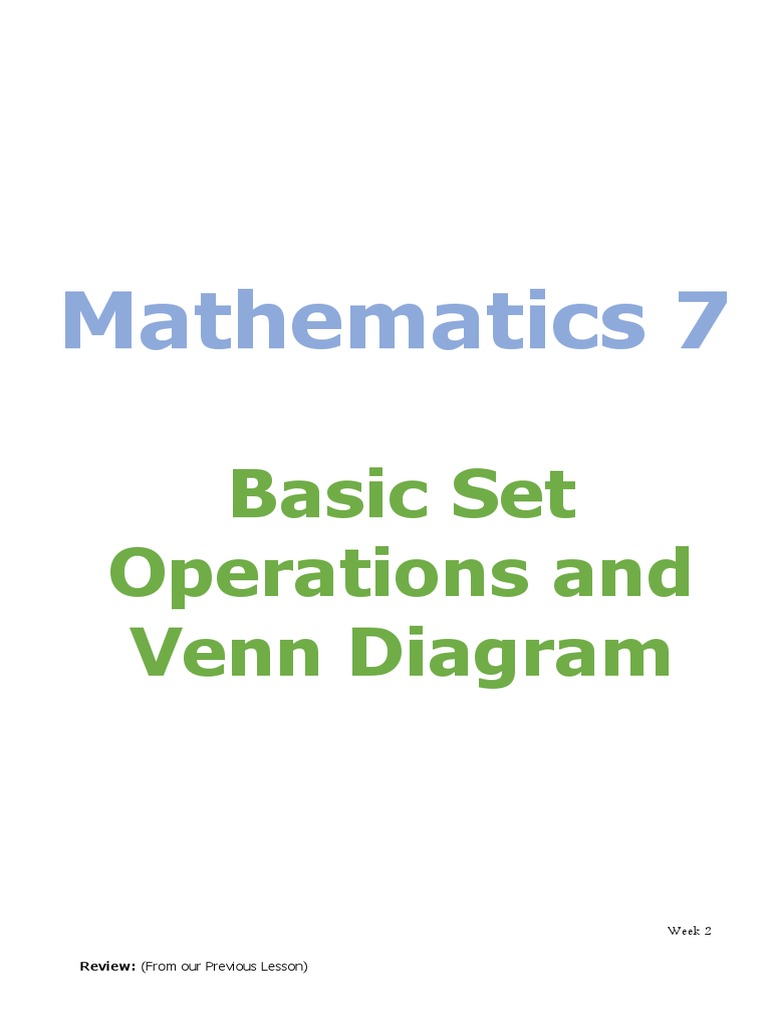 Math 7 MODULE W2 | PDF | Set (Mathematics) | Intersection (Set Theory)
