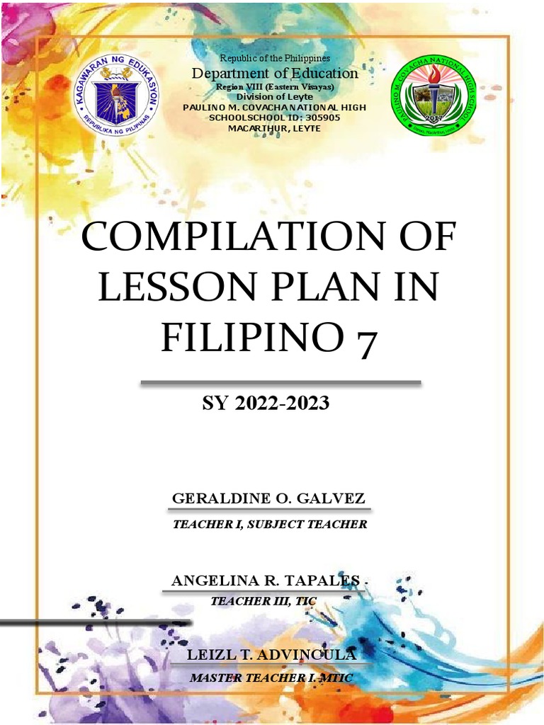Paulino M. Covacha National High School lesson plans compilation | PDF