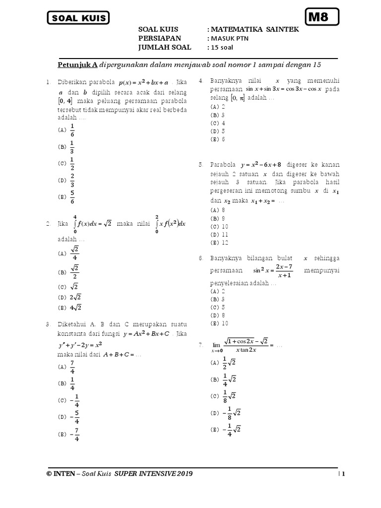 Kuis - M14 - SAINTEK | PDF