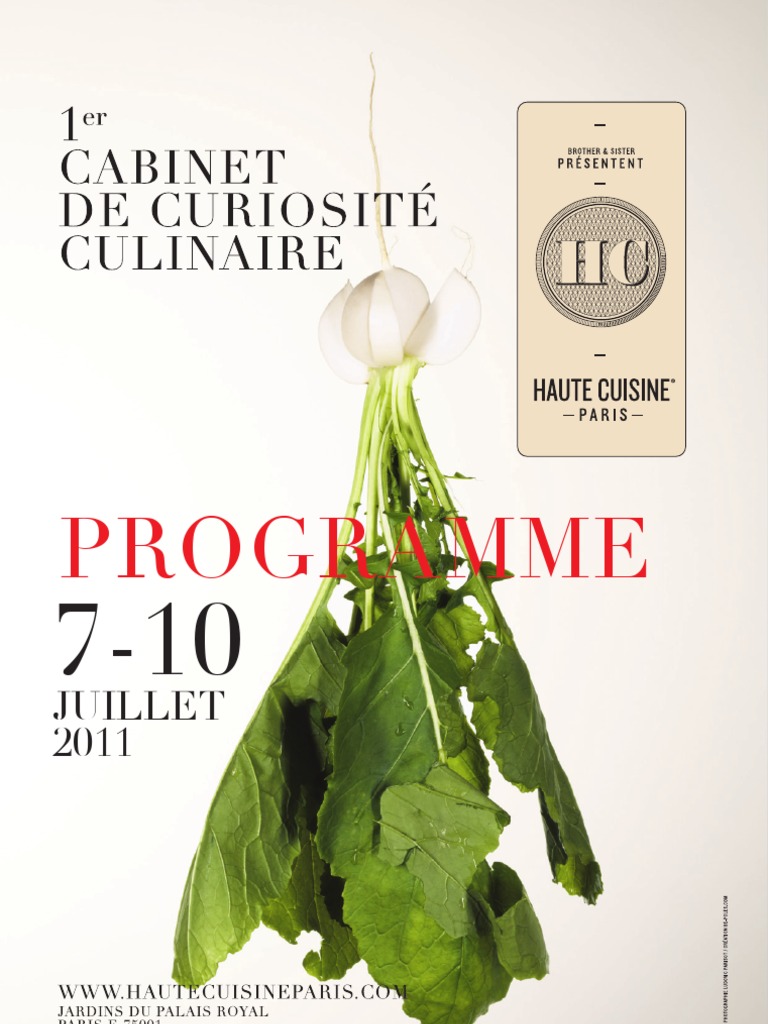 Programme Haute Cuisine Paris 2011 | PDF | Cuisine | Gastronomie
