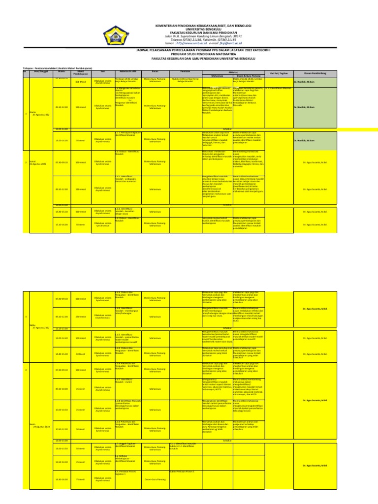 Final MM Jadwal PPG Daljab Pendalaman Materi K2 2022 | PDF