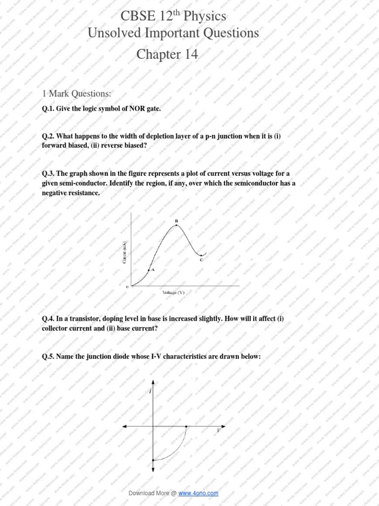 Chapter 14 (Semiconductor Electronics - Materials, Devices and Simple Circuits) Unsolved | PDF ...