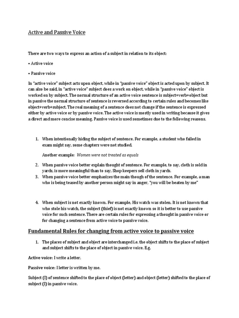 Active and Passive Voice | PDF