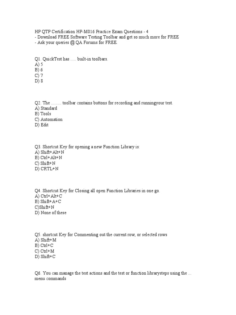 HP QTP Certification Practice Exam Guide | PDF | Database Index | Computing