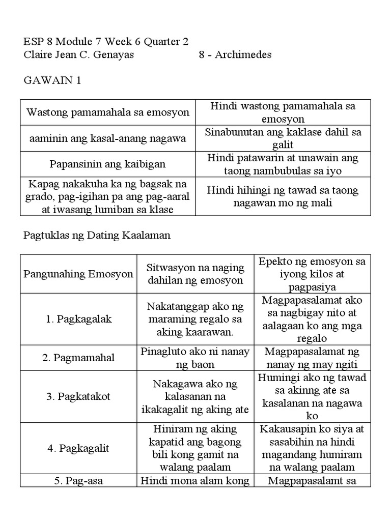 ESP 8 Module 7 Week 6 Quarter 2 | PDF