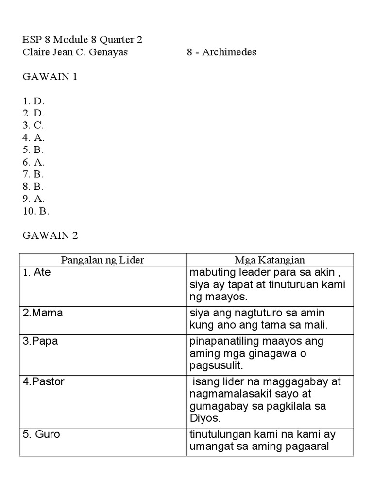 ESP 8 Module 8 Quarter 2 | PDF