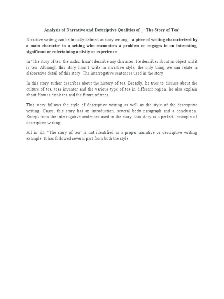 Analysis of Narrative and Descriptive Qualities of | PDF | Language ...
