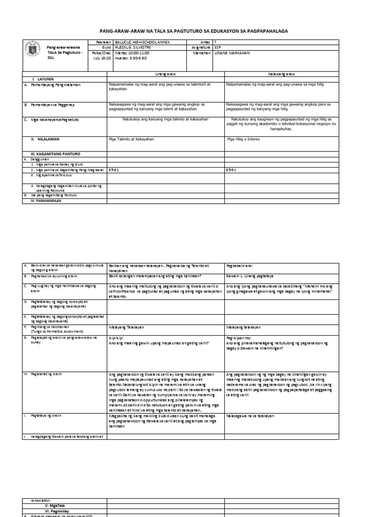 DLL Esp 7 5th Week | PDF