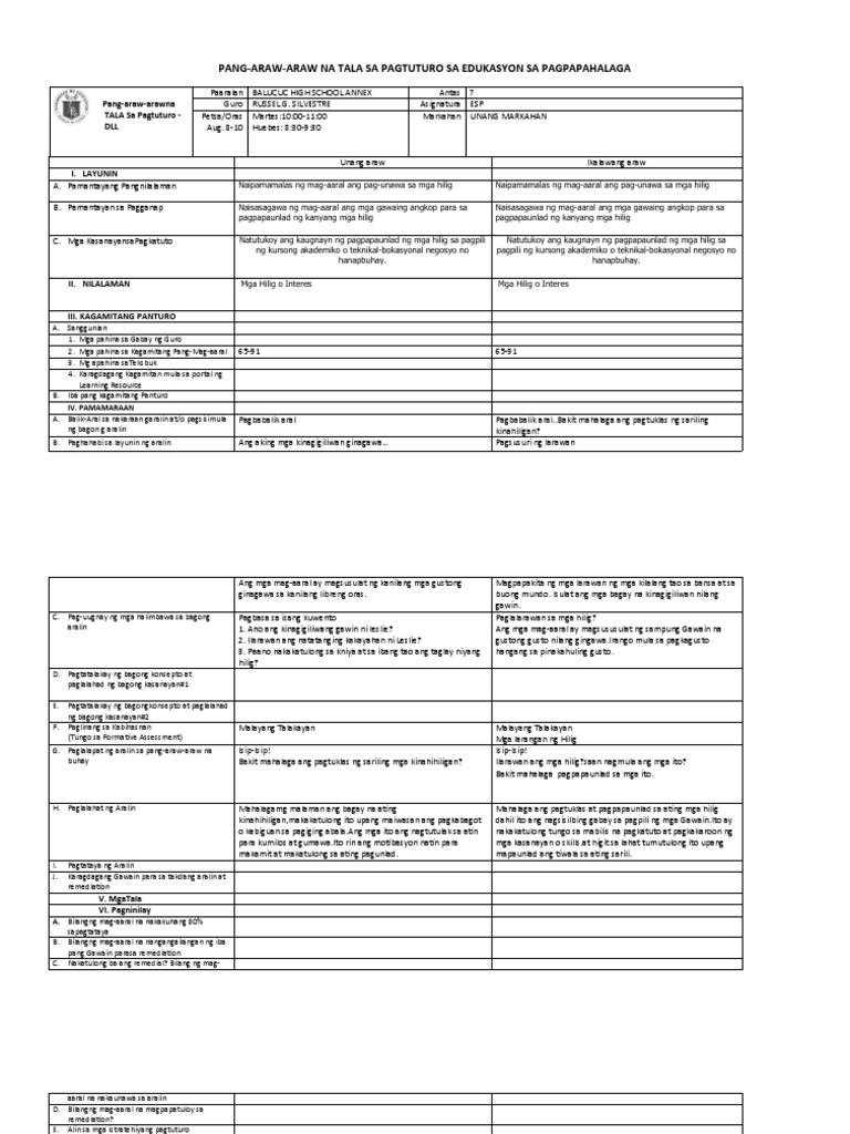 DLL Esp 7 6th Week | PDF