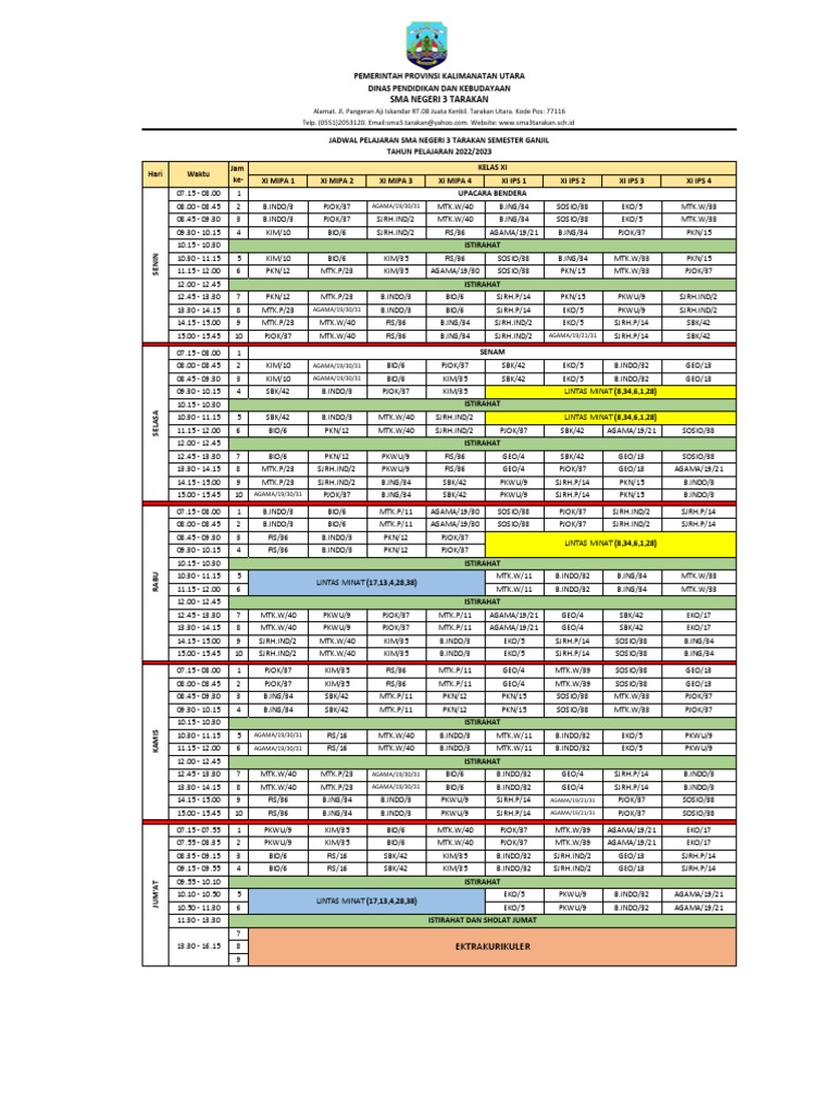 Jadwal Kelas Xi Pdf