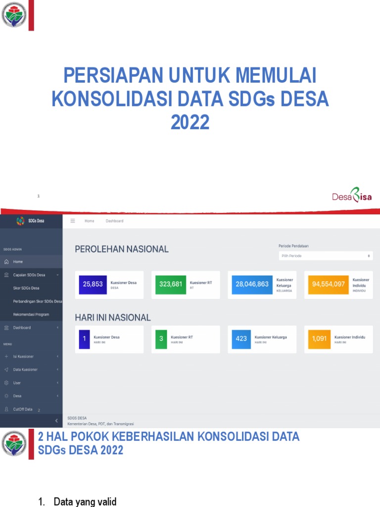 2 Persiapan Untuk Memulai Konsolidasi Data SDGs Desa 2022 | PDF