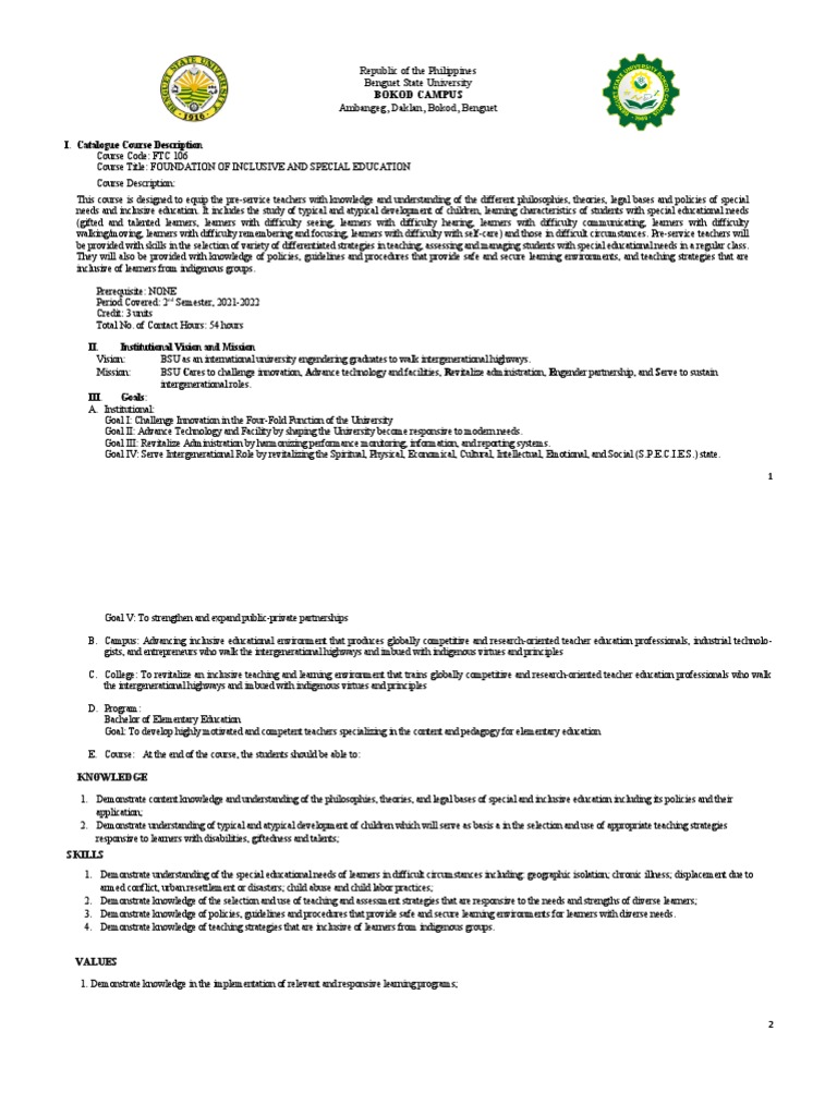 Bokod Campus: Republic of The Philippines Benguet State University ...