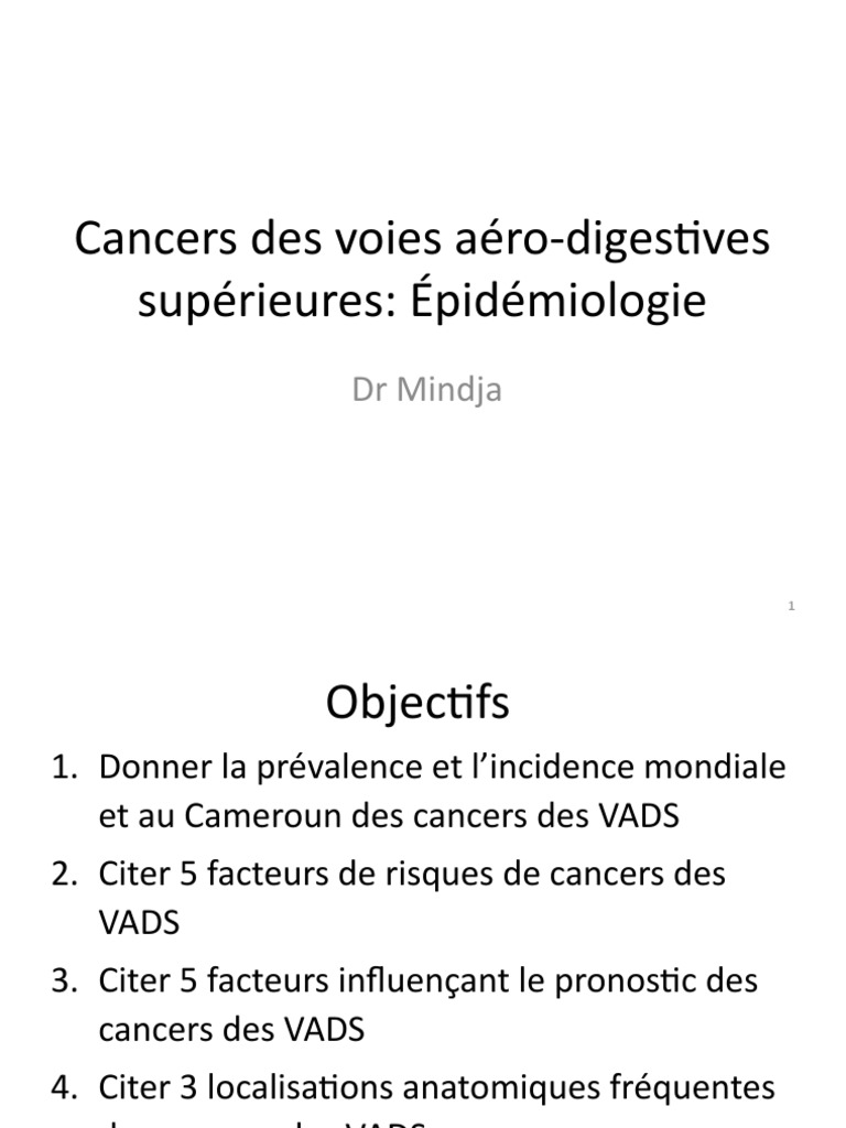 Épidémiologie des cancers VADS | PDF | Cancer | Spécialités médicales