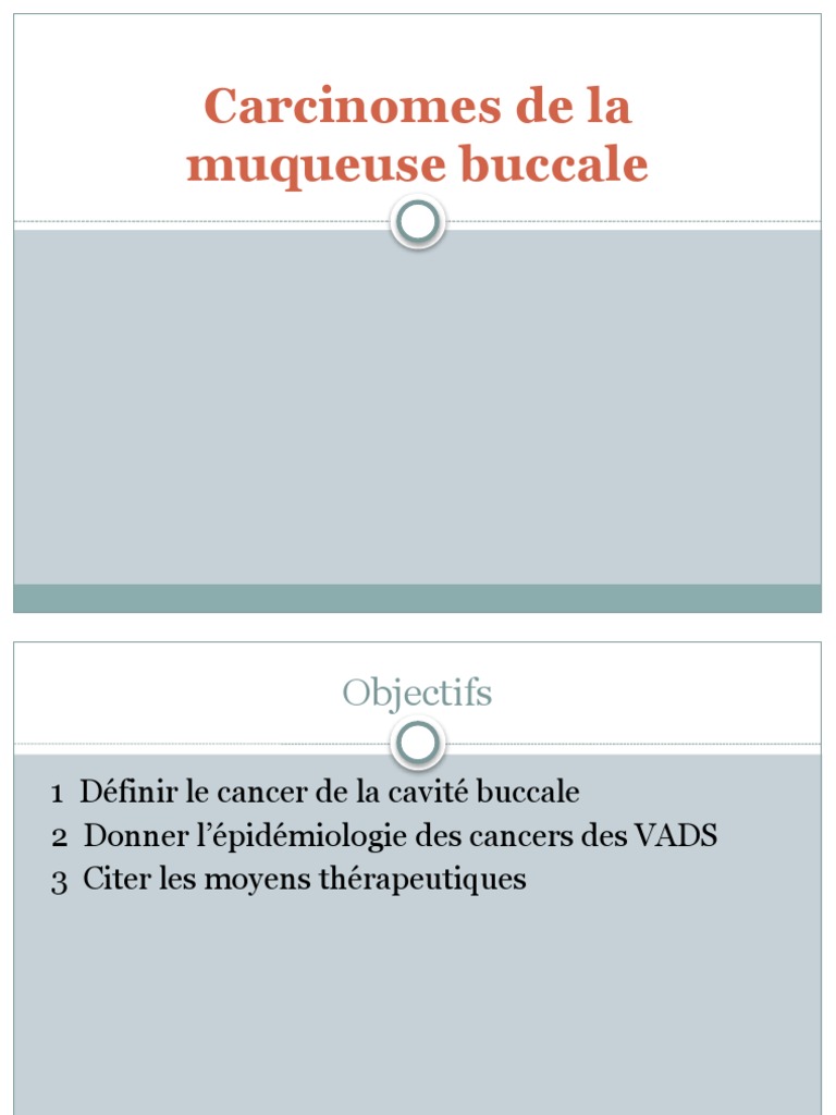 Carcinomes de La Muqueuse Buccale | PDF | Cancer | Bouche