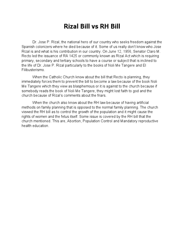 Rizal Bill Vs RH Bill | PDF | Religion & Spirituality