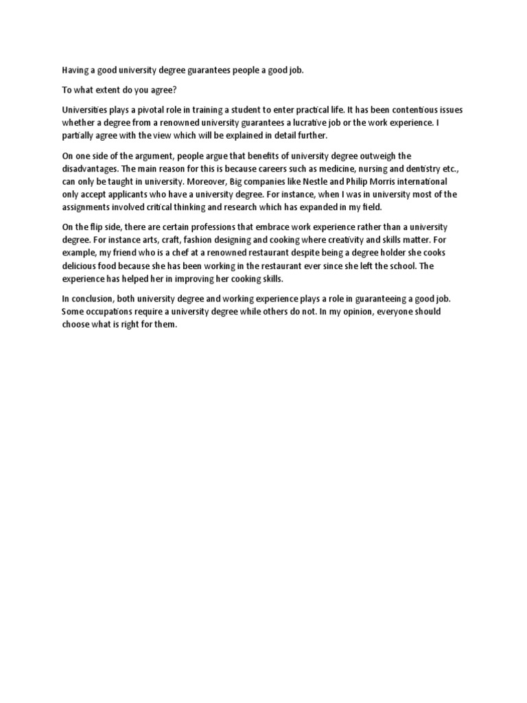 Having A Good University Degree Guarantees People A Good Job. | PDF ...