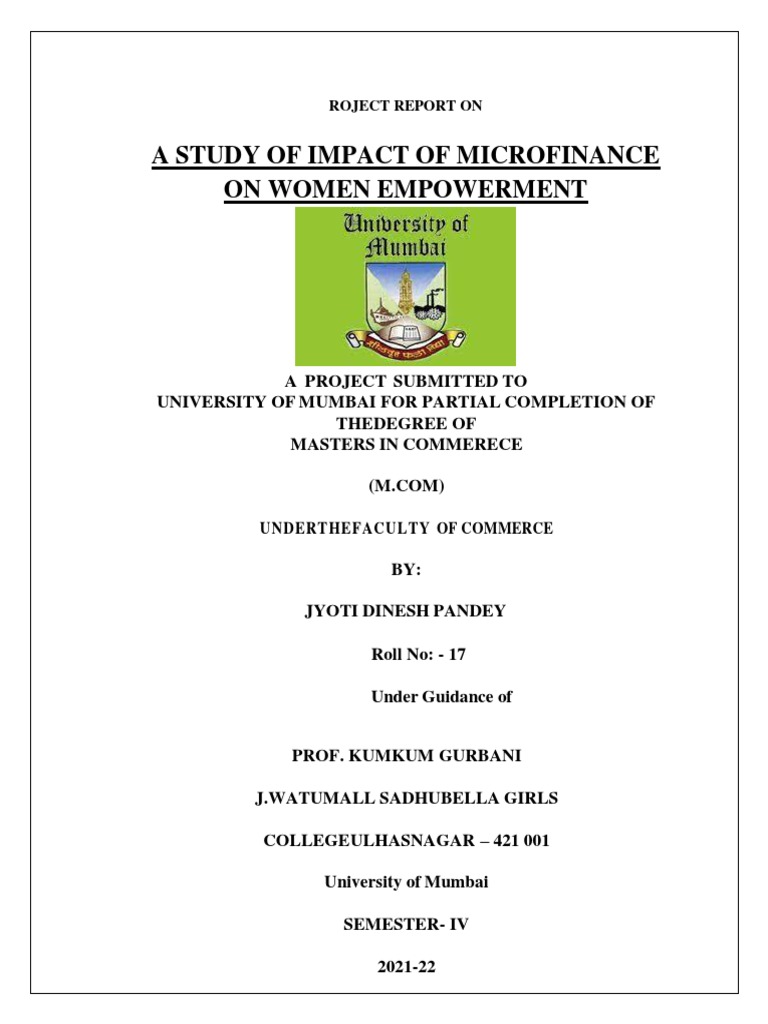 A Study of Impact of Microfinance On Women Empowerment | PDF ...