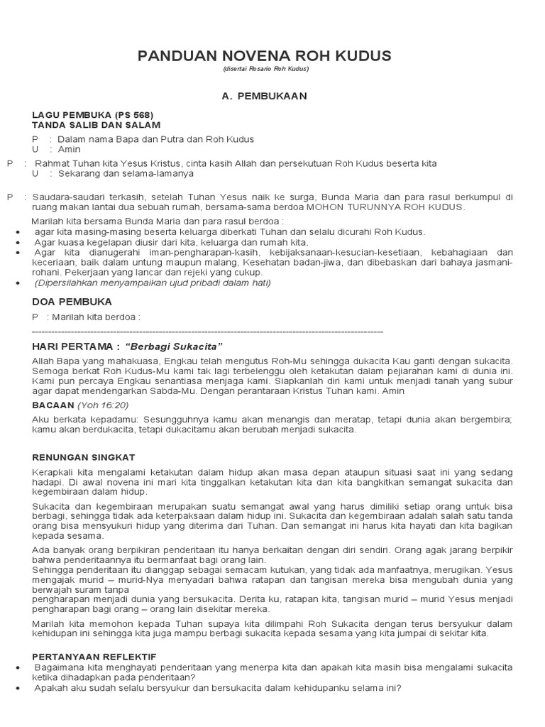 Panduan Novena Roh Kudus | PDF