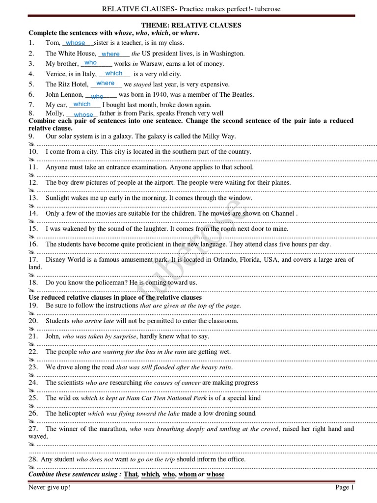 RELATIVE CLAUSES-at Home | PDF | Ho Chi Minh City