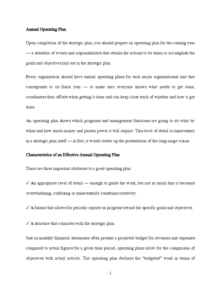 Annual Operating Plan | PDF