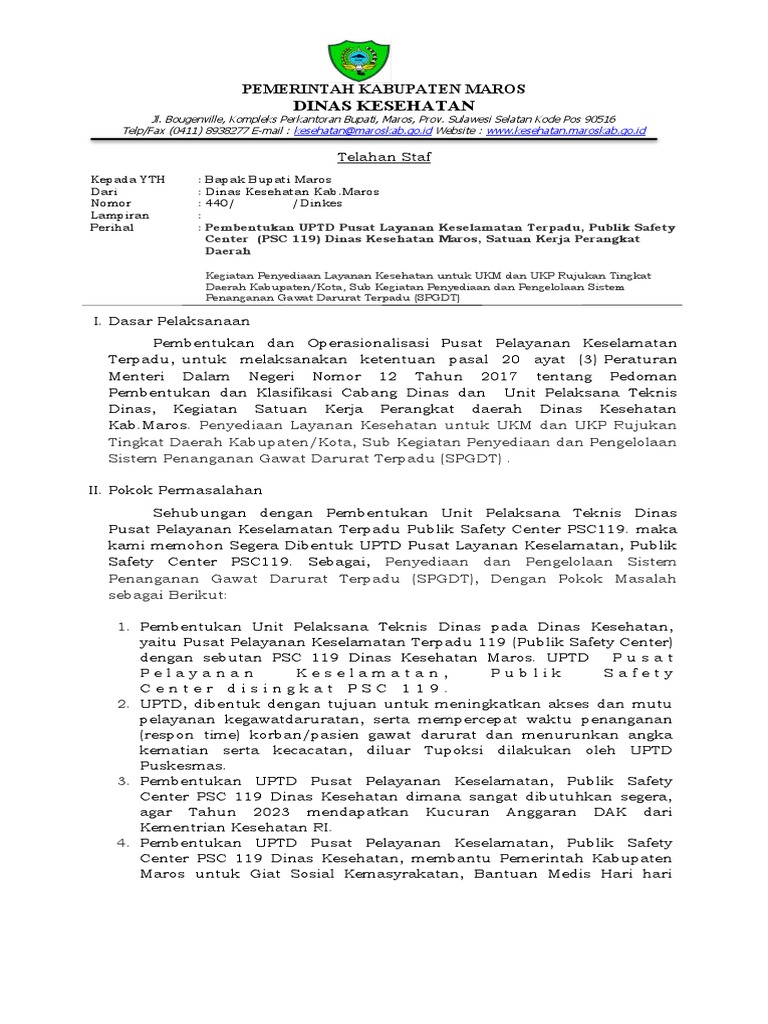 Telaahan Pembentukan PSC 119 Maros | PDF