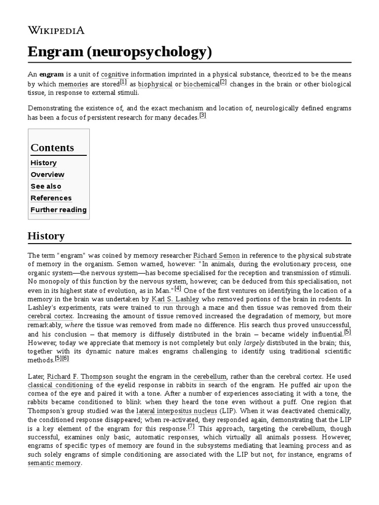 Engram (Neuropsychology) | Download Free PDF | Neuroscience | Behavioral Neuroscience