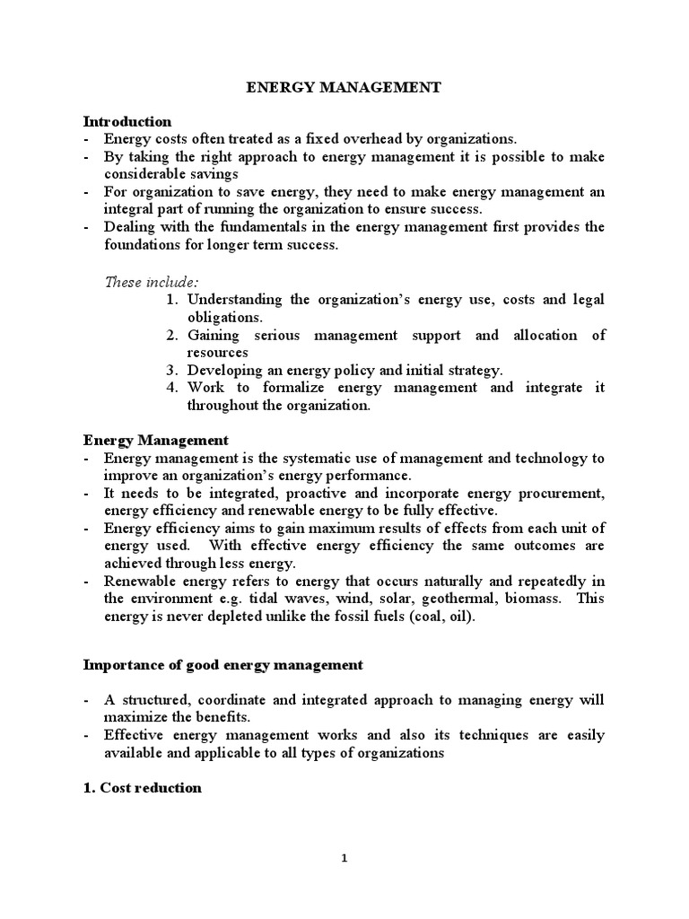 Energy Management - Fundamentals | PDF | Energy Management | Efficient ...